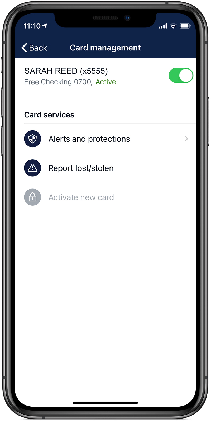 Card Controls: Manage your Debit Card